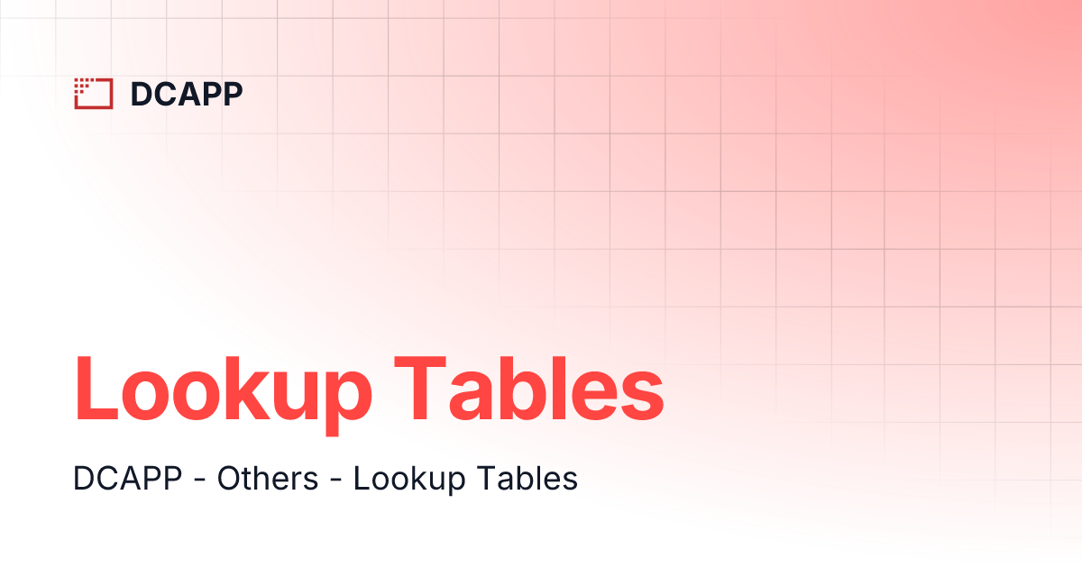 Lookup Tables | DCAPP