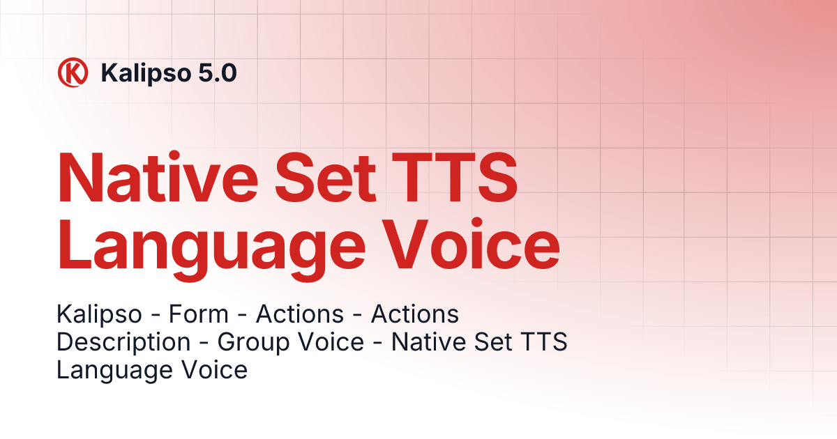 Native Set TTS Language Voice | Kalipso 5.0
