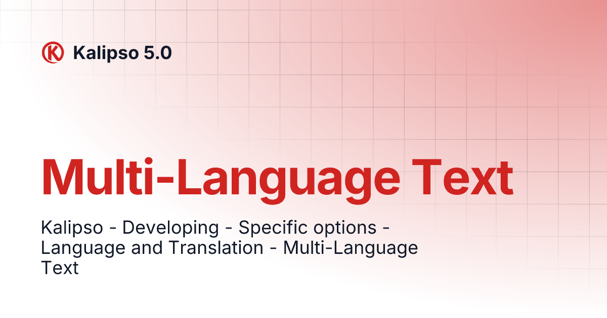 Multi-Language Text | Kalipso 5.0