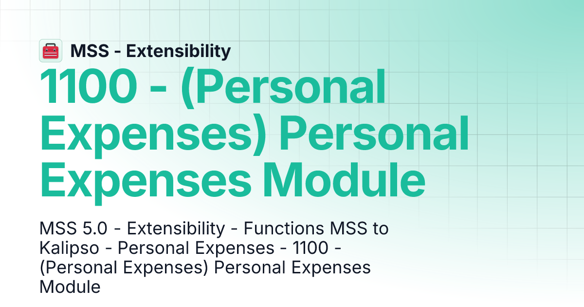 1100 - (Personal Expenses) Personal Expenses Module | MSS - Extensibility
