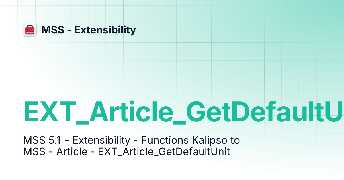 EXT_Article_GetDefaultUnit | MSS - Extensibility