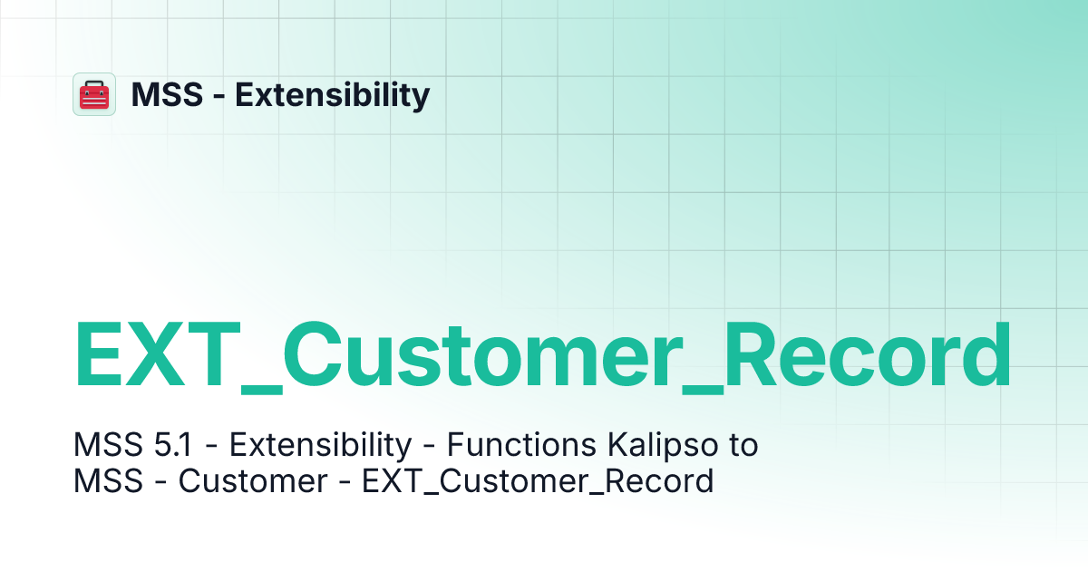 EXT_Customer_Record | MSS - Extensibility