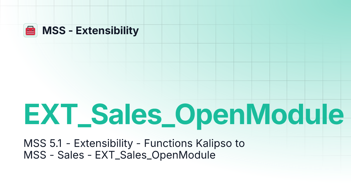 EXT_Sales_OpenModule | MSS - Extensibility