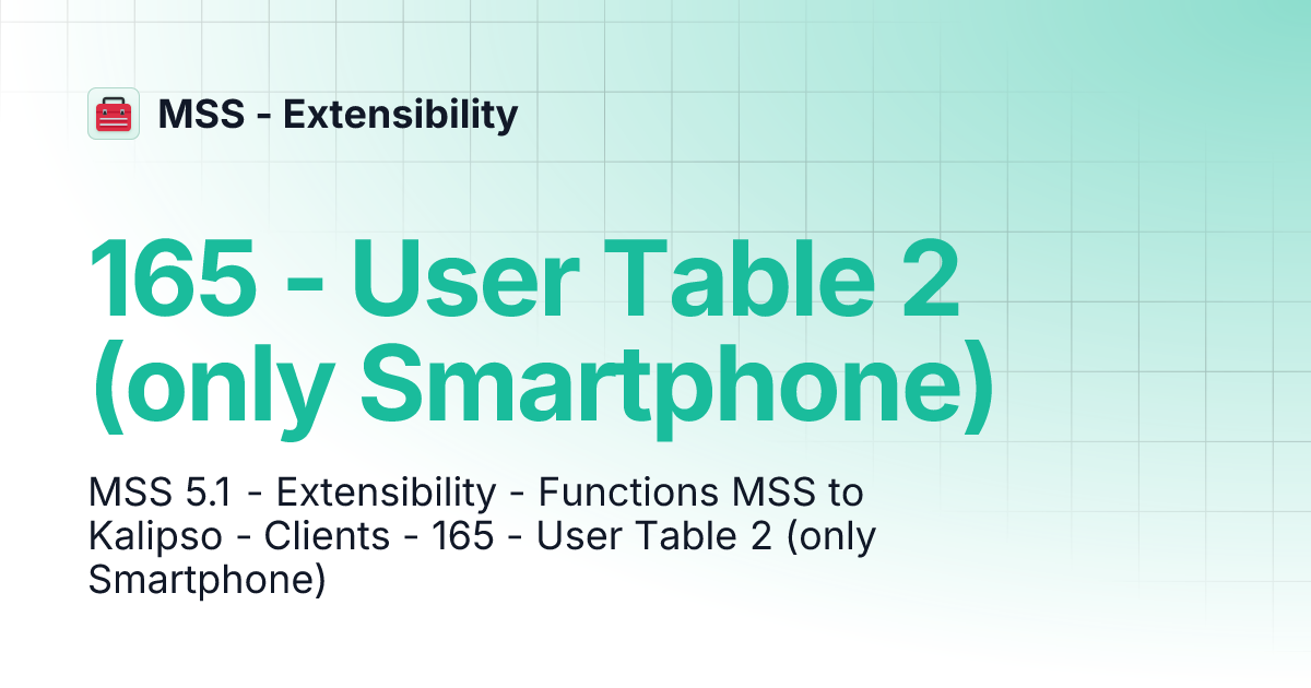 165 - User Table 2 (only Smartphone) | MSS - Extensibility
