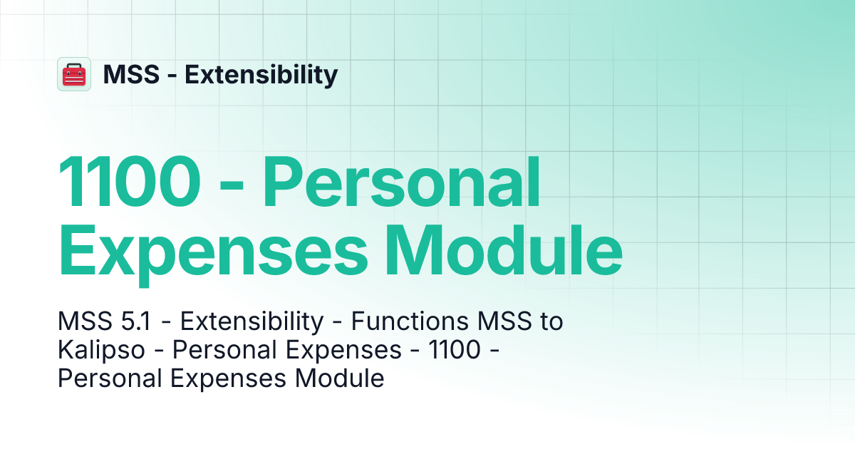 1100 - Personal Expenses Module | MSS - Extensibility