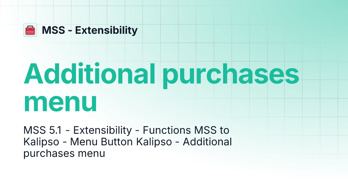 Additional purchases menu | MSS - Extensibility