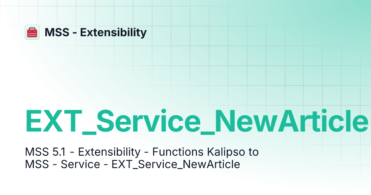 EXT_Service_NewArticle | MSS - Extensibility