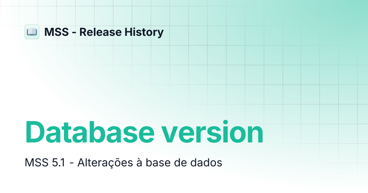 Database version | MSS - Release History
